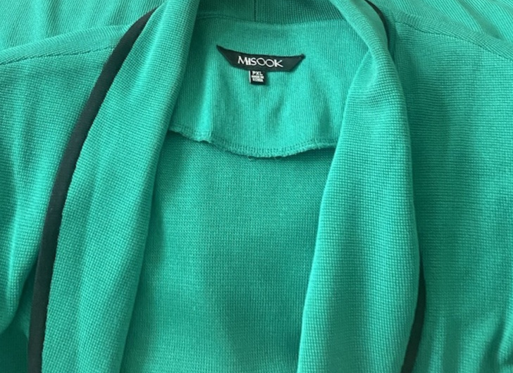 Misook Women’s Teal Fitted Acrylic Knit Black Trim Blazer Jacket PXL ...