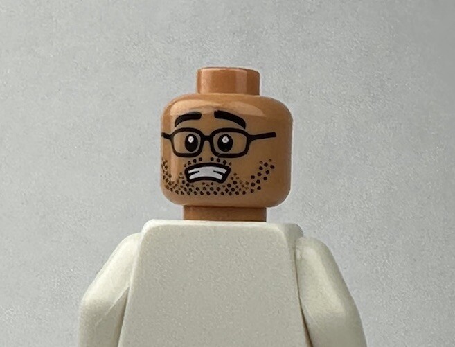Lego Minifigure Head Nougat Dual Sided Black Eyebrows Glasses Stubble ...