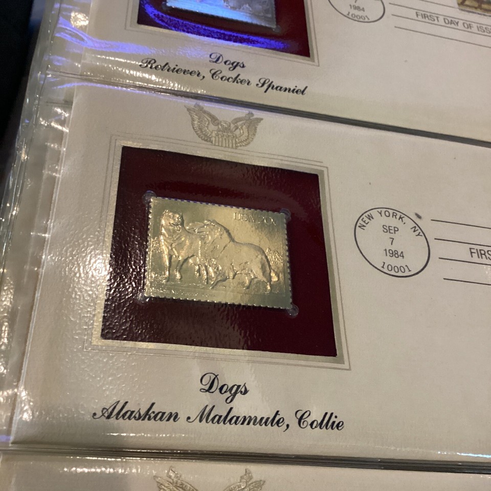 199 Golden Replicas of US Classic Stamps Proofs Gleaming Surface 22kt ...