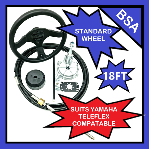 BOAT STEERING KIT Standard Wheel 18ft Suits Yamaha Outboards Teleflex ...