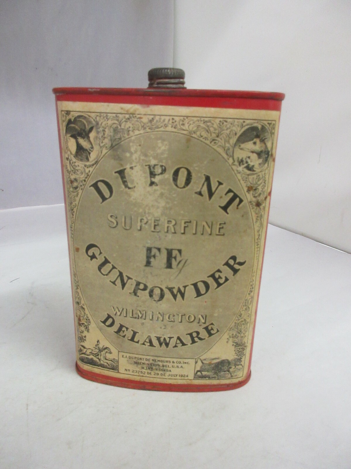 VINTAGE ADVERTISING EMPTY DUPONT GUN POWDER TIN CAN COLLECTIBLE ...