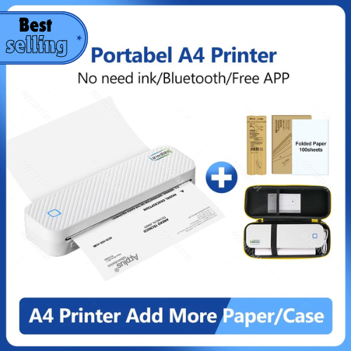 Inkless Portable A4 Thermal Printer Bluetooth PDF Printing For Office ...