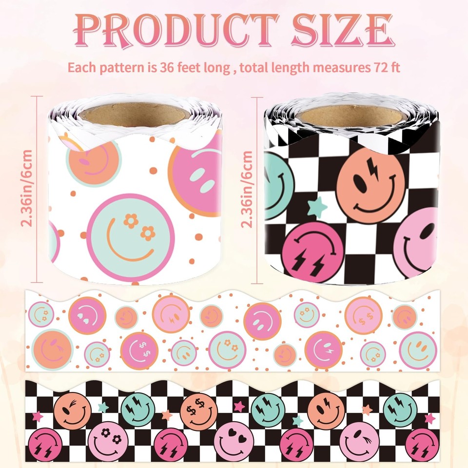 Retro Bulletin Board Borders, Groovy Back to School Decorations, 72ft ...