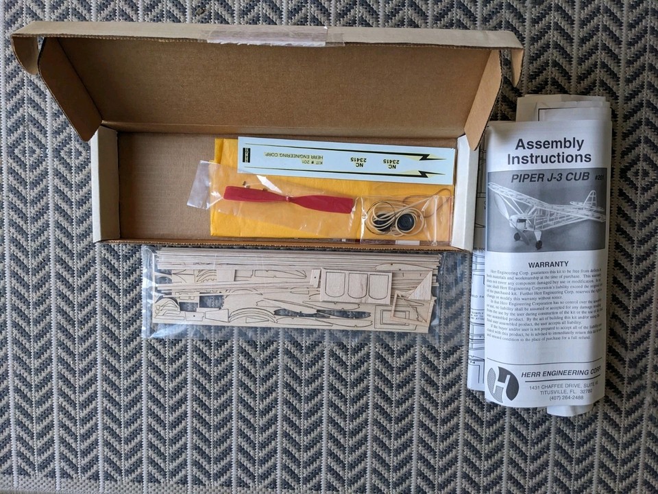 Herr Engineering Piper Cub J-3 Laser Cut Balsa wood Kit 18" Wing NEW ...