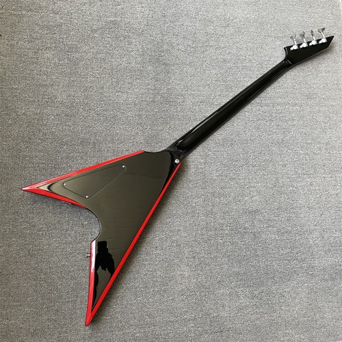 Electric Bass Guitar V Shape 4 String Black Basswood Body Rosewood ...