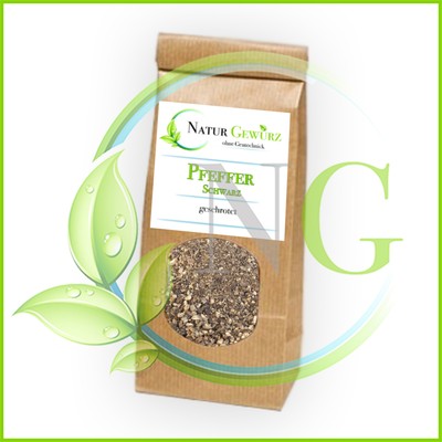 Pfeffer schwarz geschrotet 250g Naturbelassen ohne Gentechnik 100% ...