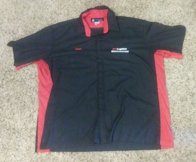 XPO Logistics UniFirst Men's 3XL SS Button Up Mechanic Black & Red ...