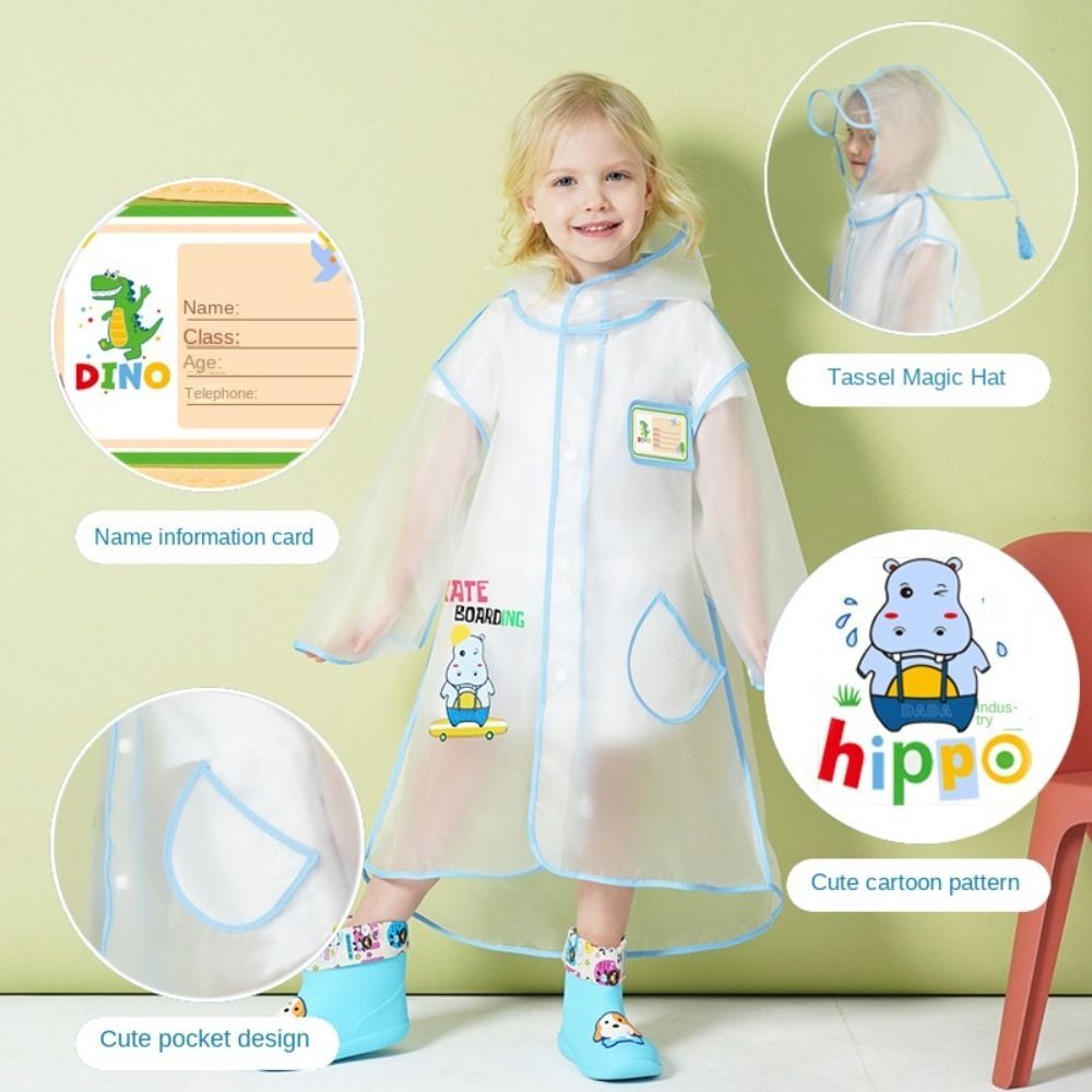 Cute Full Body Poncho Cartoon Print Rainsuit Children's Raincoat For ...