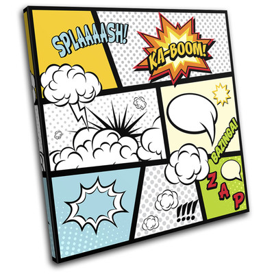 Comic Book Typography Illustration SINGLE CANVAS WALL ART Picture Print ...