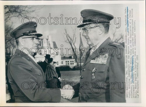 1959 US Marine General Randolph Pate & Lt Gen David Shoup Press Photo ...