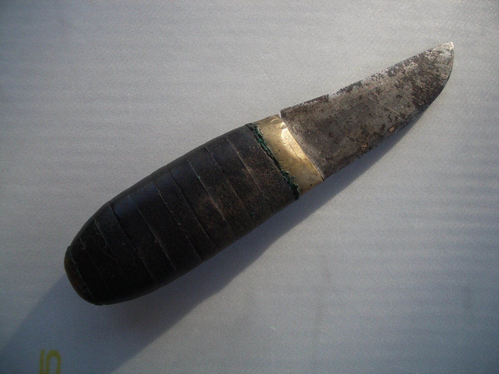 Antique American Indian Forged Skinning Knife. Brass Stacked Hide ...
