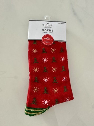 NEW Hallmark Channel #1 FAN Red Christmas Socks, Trees & Snowflakes-One ...