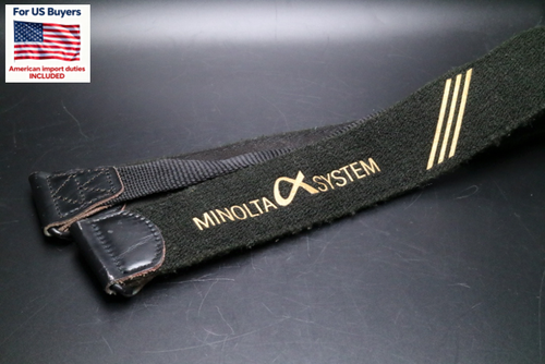 [Near MINT] Genuine vintage Minolta Black/Gold Camera Strap (3.9cm 1 ...
