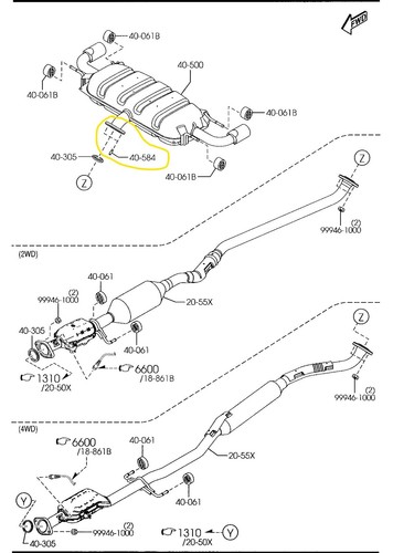 New 2013 - 2025 Genuine OEM Mazda Rear Upper Exhaust Stud # PE23-40-584 ...
