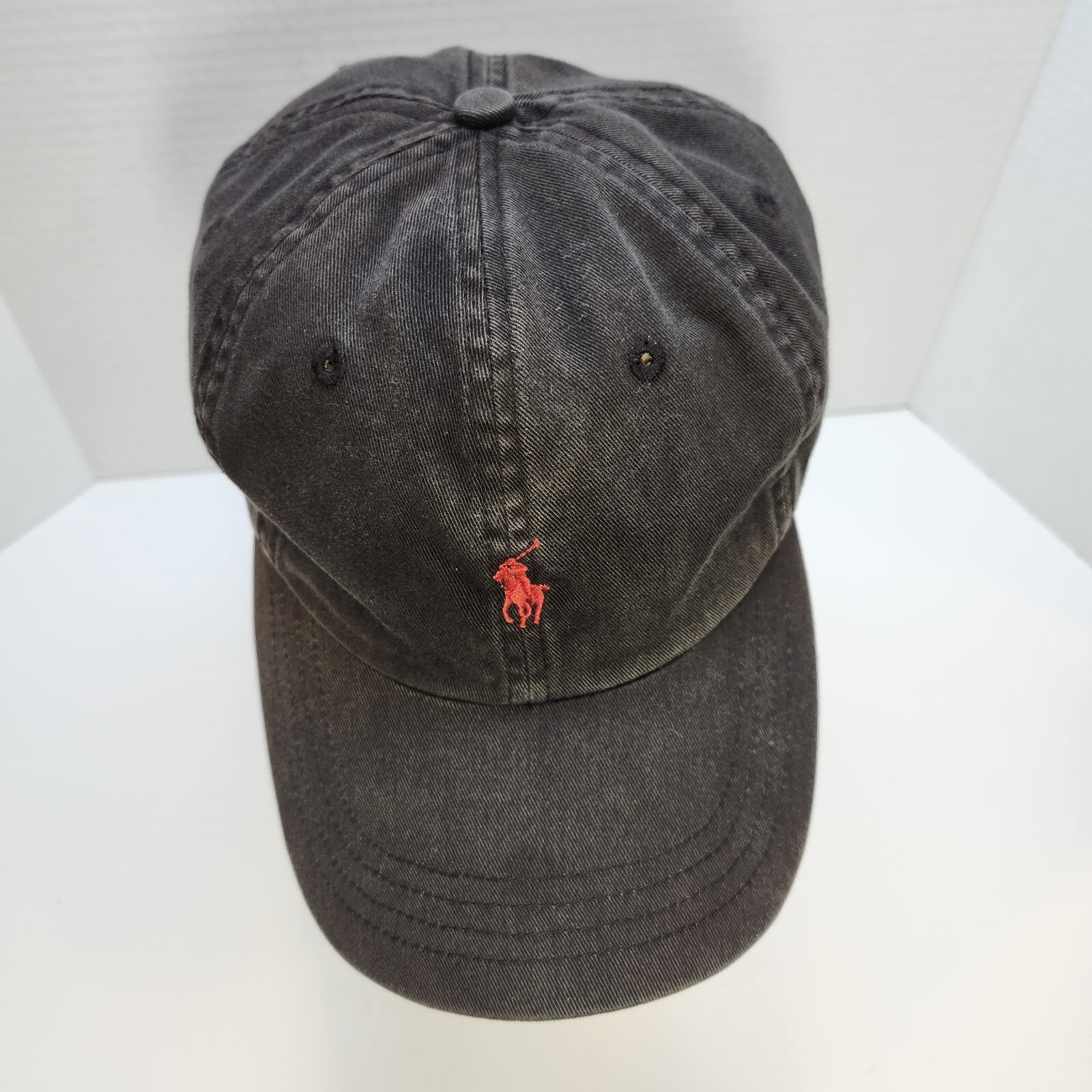 Vintage Polo Ralph Lauren Adjustable Hat Strap Back Weathered Black Red ...