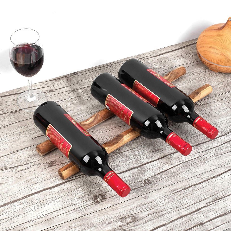 Ironwood 28985 Compact Wooden Wine Rack Bottle Holder Acacia Wood | eBay