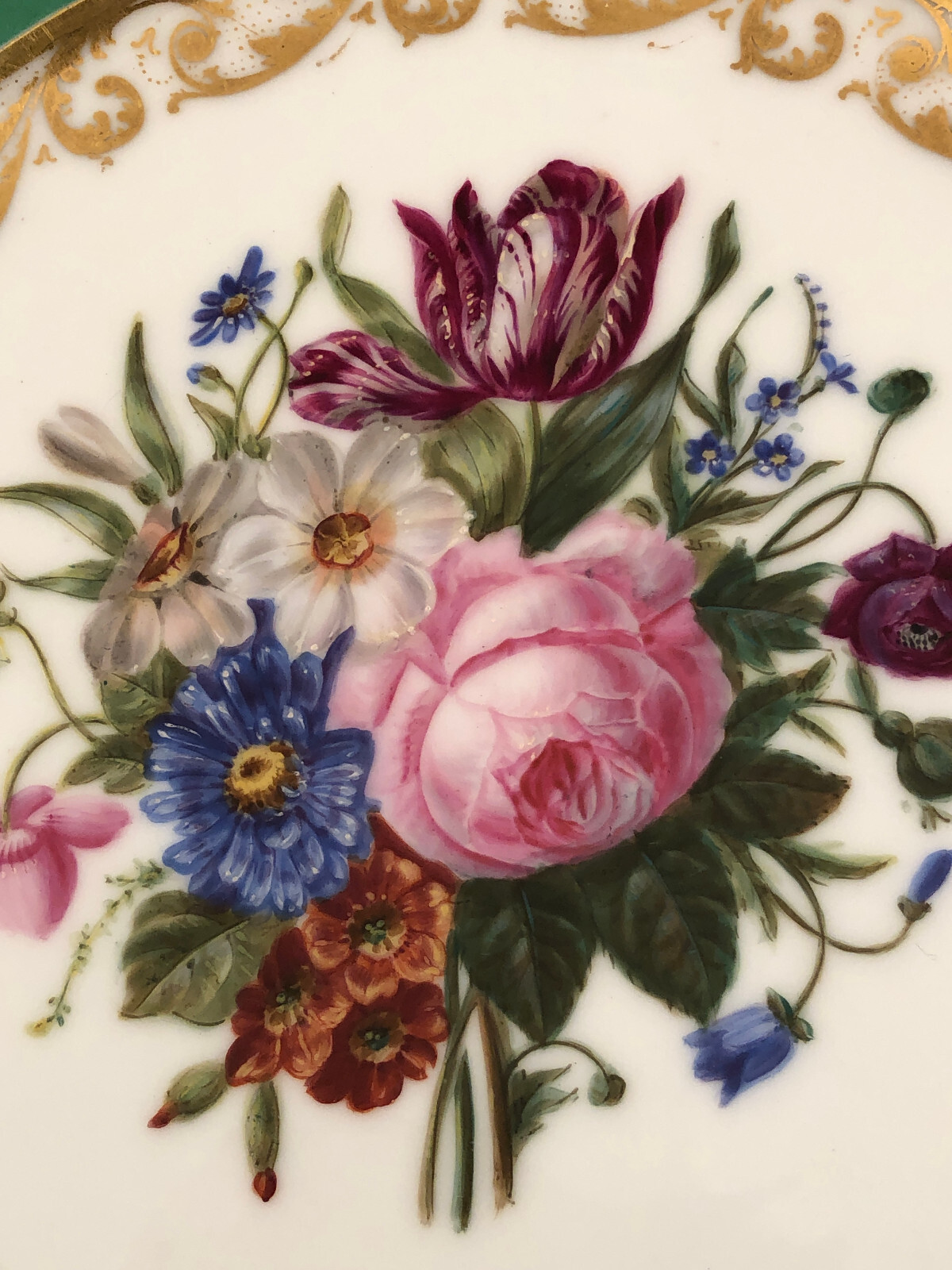 Denuelle Paris Porcelain Cabinet Plate, Hand Painted Floral, C. 1840s ...