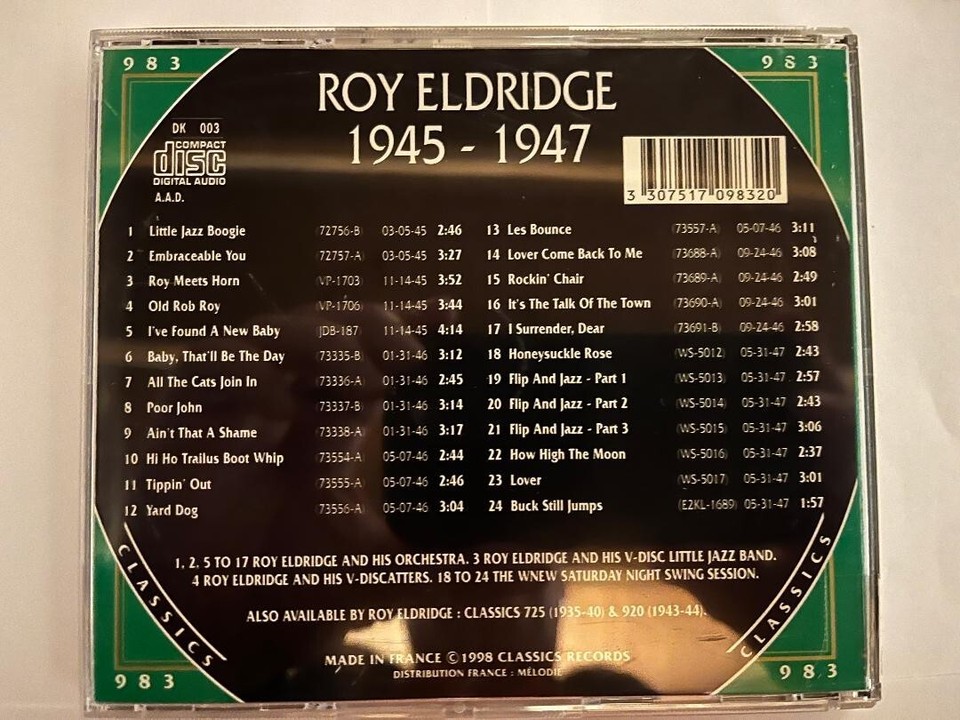 The Chronological Roy Eldridge 1945-1947 - Roy Eldridge 3307517098320 | eBay
