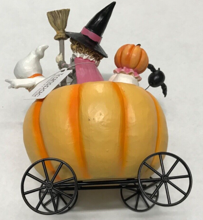 Halloween 8.75" Orange and Gray "Boo Boo" Pumpkin Cart Table Decor ...