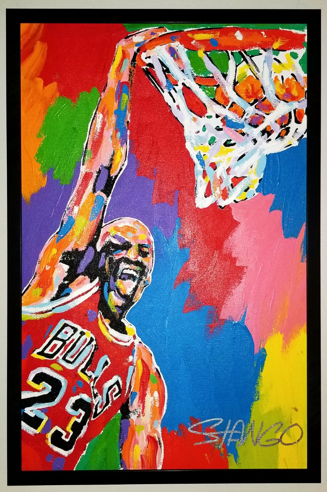 JOHN STANGO Signed Original MICHAEL JORDAN Dunk 18x28 Pop Art Canvas ...