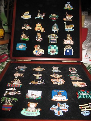 WILLABEE & WARD 37 PINS THE PATTERSON CAT PIN COLLECTION IN WOODEN BOX ...
