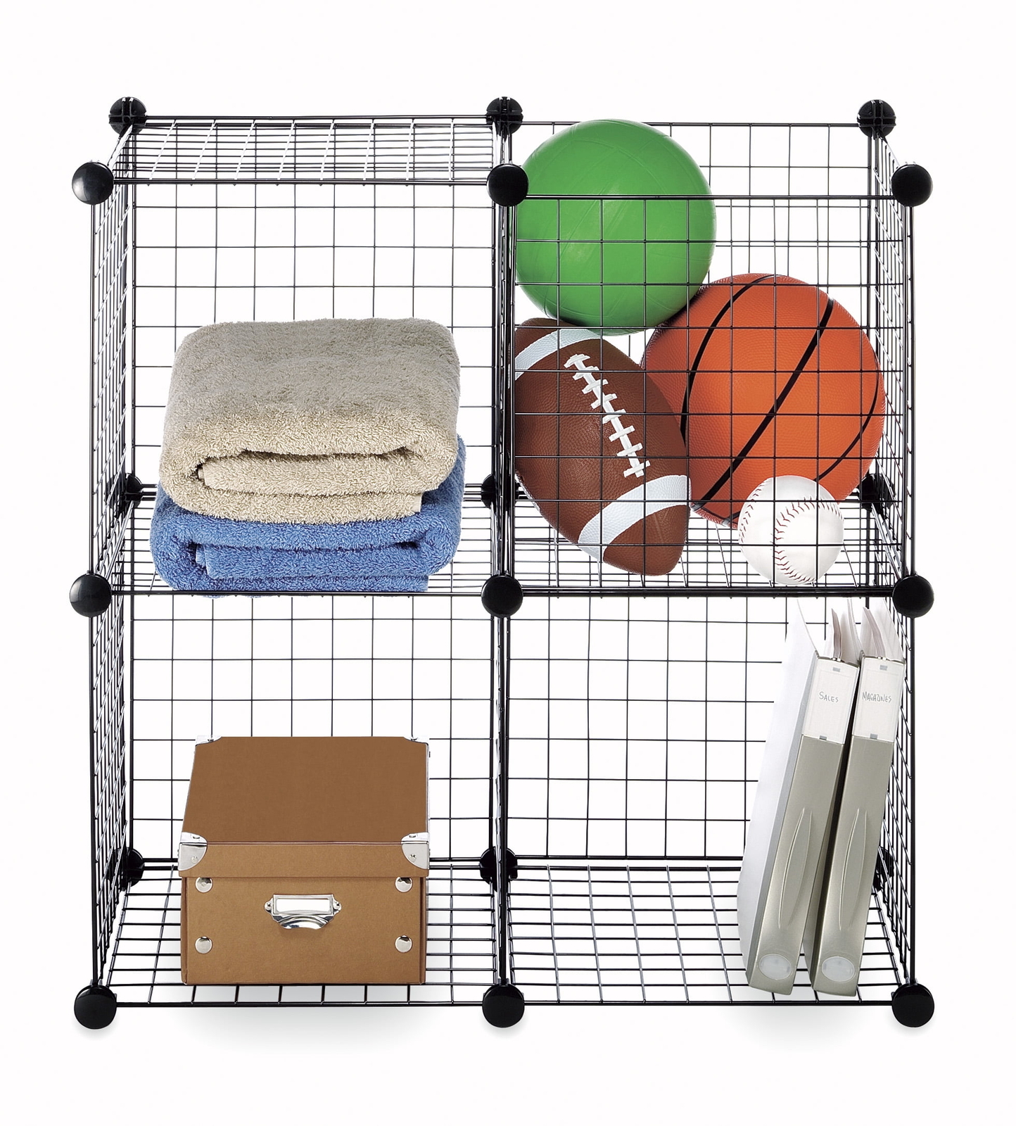 NEW,Storage Cubes Stackable Interlocking Wire Shelves Set of 4 Black | eBay