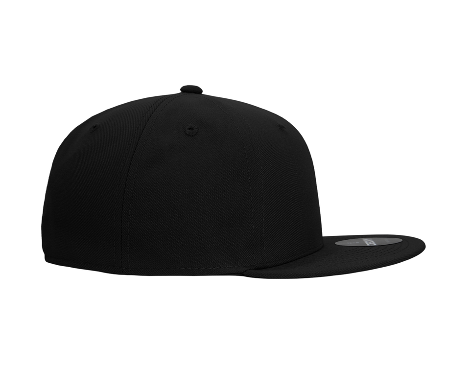 Black Fitted Baseball Cap – Flat Bill Plain Solid Blank Hat (9 Sizes ...