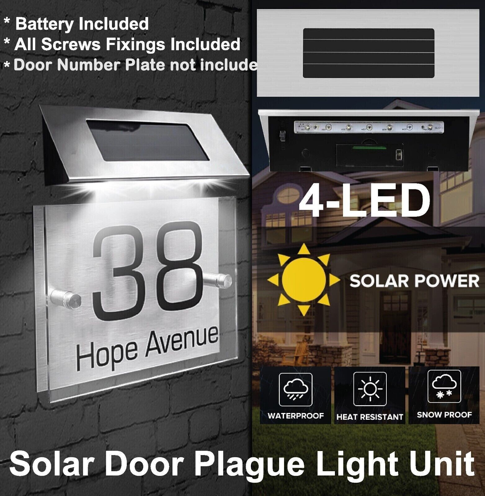 Solar Powered House Door Number Light Wall Plaque Doorplate Modern Lamp ...