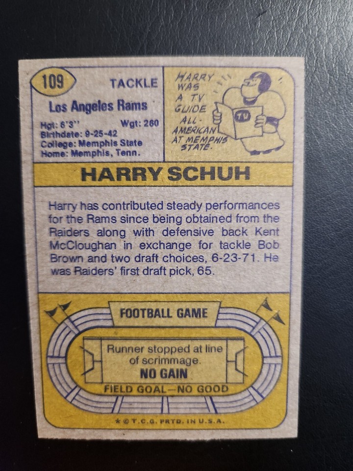 HARRY SCHUH 1974 TOPPS #109 RAMS TACKLE | eBay