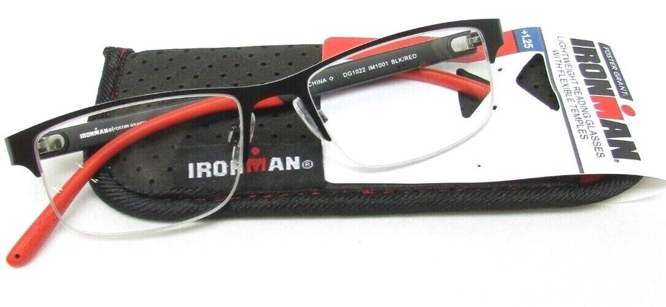 Foster Grant Ironman IM1001 BLK/RED Half Rim Reading Glasses - See ...