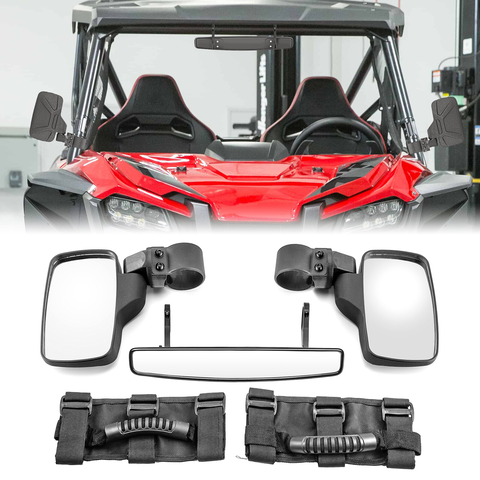 UTV Rear Side & Center View Mirrors For Can Am Commander Kawasaki Mule ...