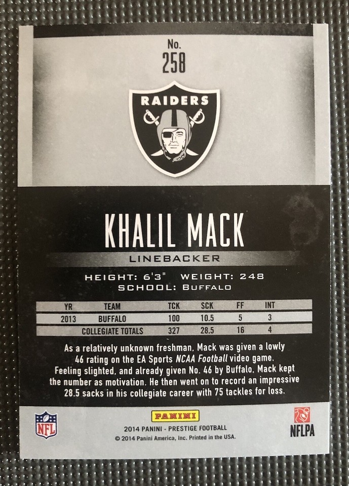 2014 Panini Prestige Khalil Mack Rookie Card #258 RC | eBay