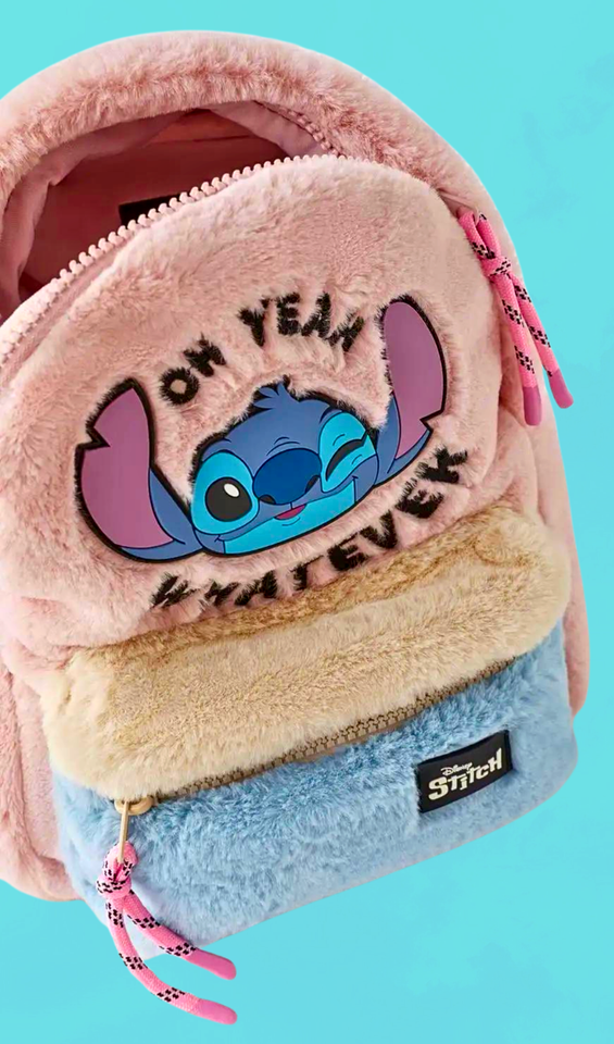 Disney Stitch Colorblock Plush Mini Backpack Kid's Lilo & Stitch Fluffy ...