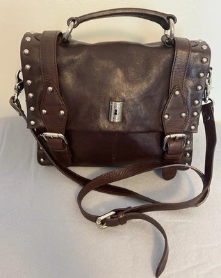 MODALU London Chocolate Brown Silver Studded Leather Shoulder Bag NWOT ...