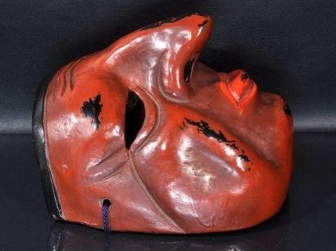 Wood carving gigaku mask dance mask barbarian mask Hannya Noh mask old ...