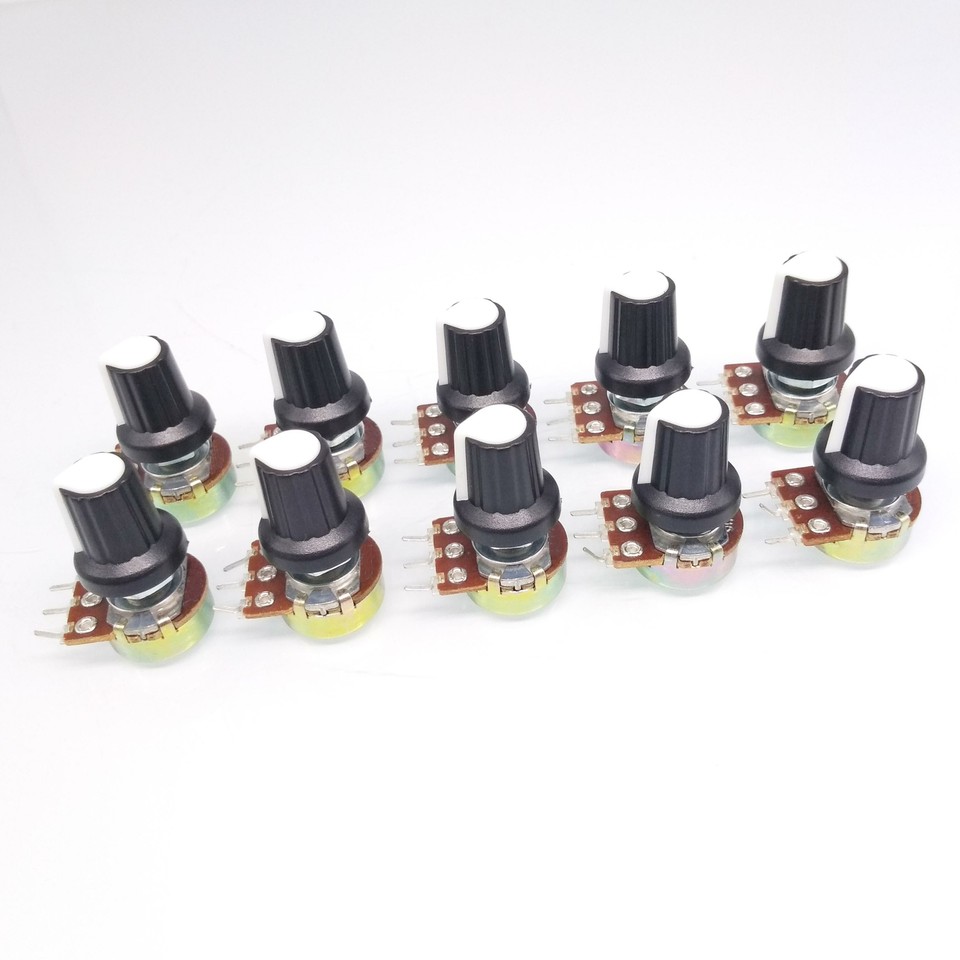 10pcs 2K B2K OHM Linear Taper Rotary Potentiometer POT White Button ...