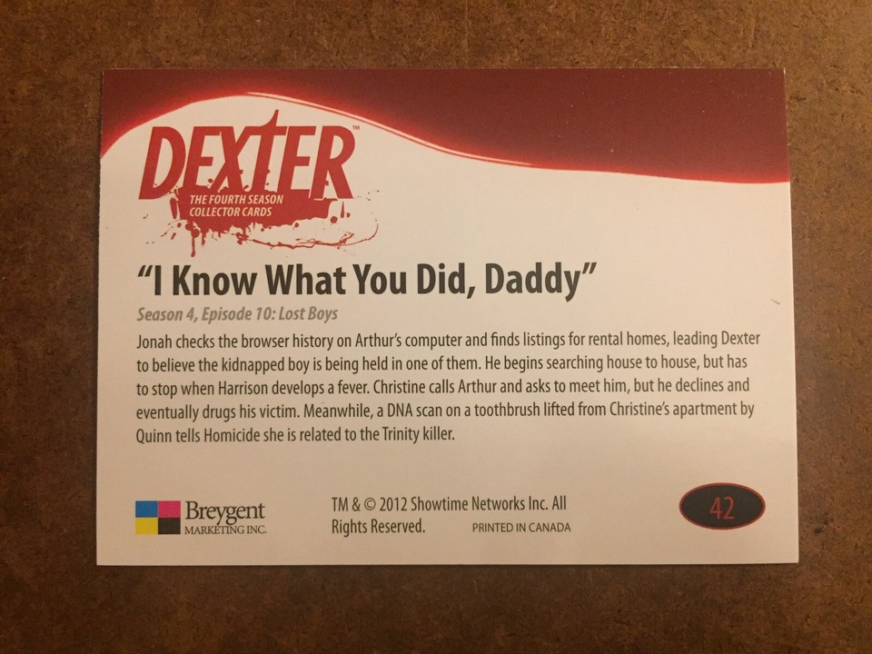 I Know What You Did 42 Dexter Fourth Season Collector Trading Card S4 ...