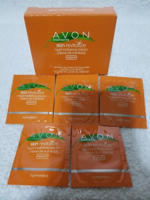 Avon Elements Skin Revitalize NIGHT RADIANCE CREAM 5 Samples Box .04 oz ...