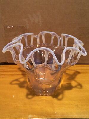 Duncan Miller Glass Vase Pink Lace Edge Murlano | eBay