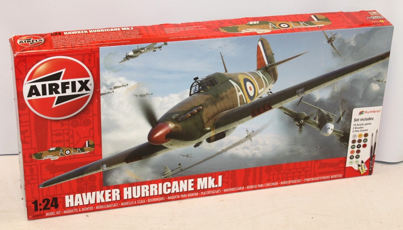 AIRFIX Hawker Hurricane Mk.I 1:24 Scale Military Aircraft Model Kit ...