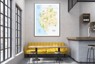 Gabon Road Map Print Premium Poster High Quality | eBay Australia