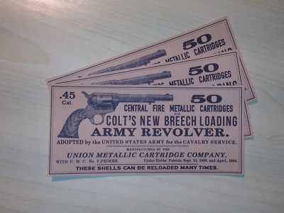 1X STICKER 45 Long Colt ammo box LABEL cartridges replica old west ...
