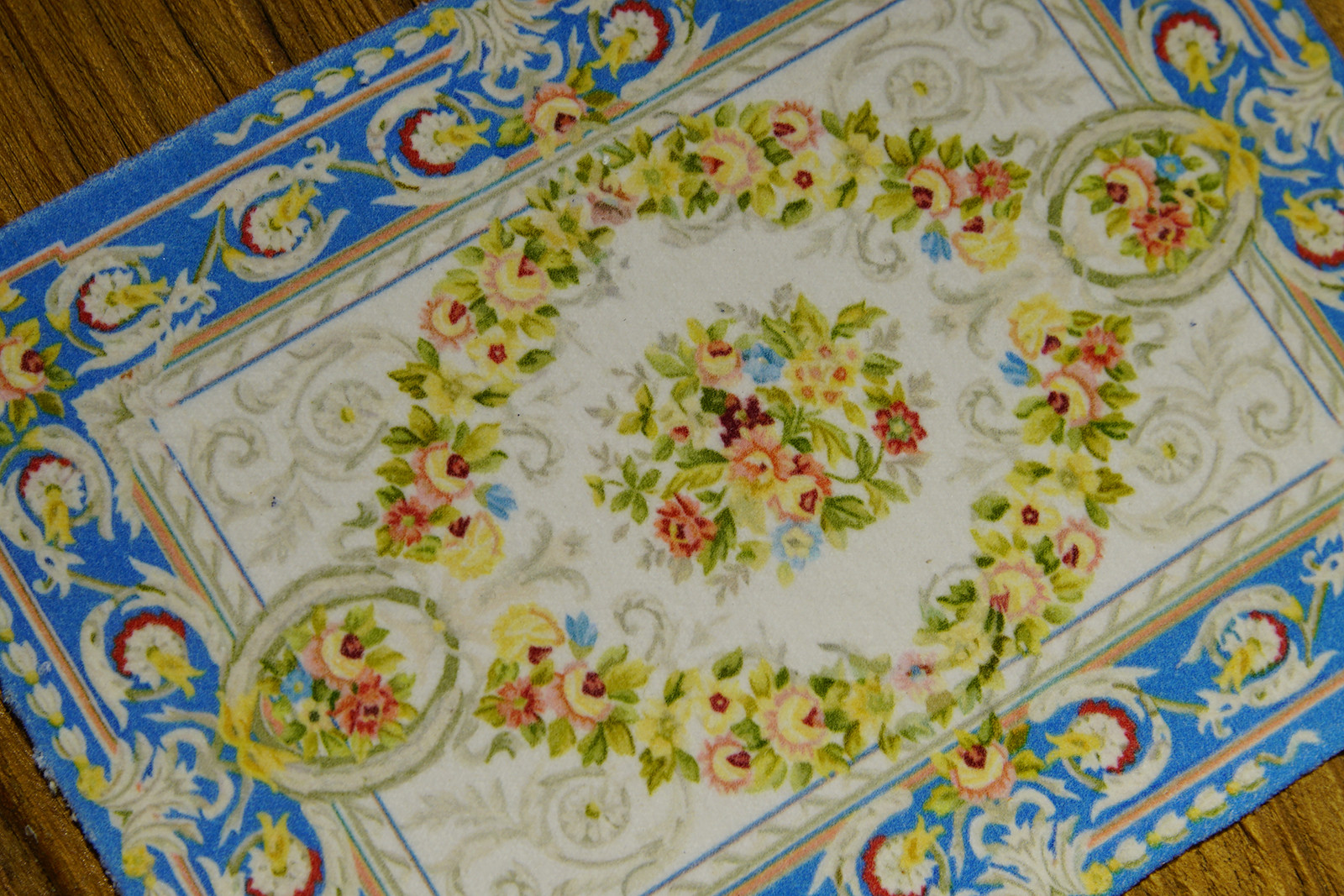 Beautiful Victorian Nice Floral Bouquet 1:12 Dollhouse Rug Blue | eBay