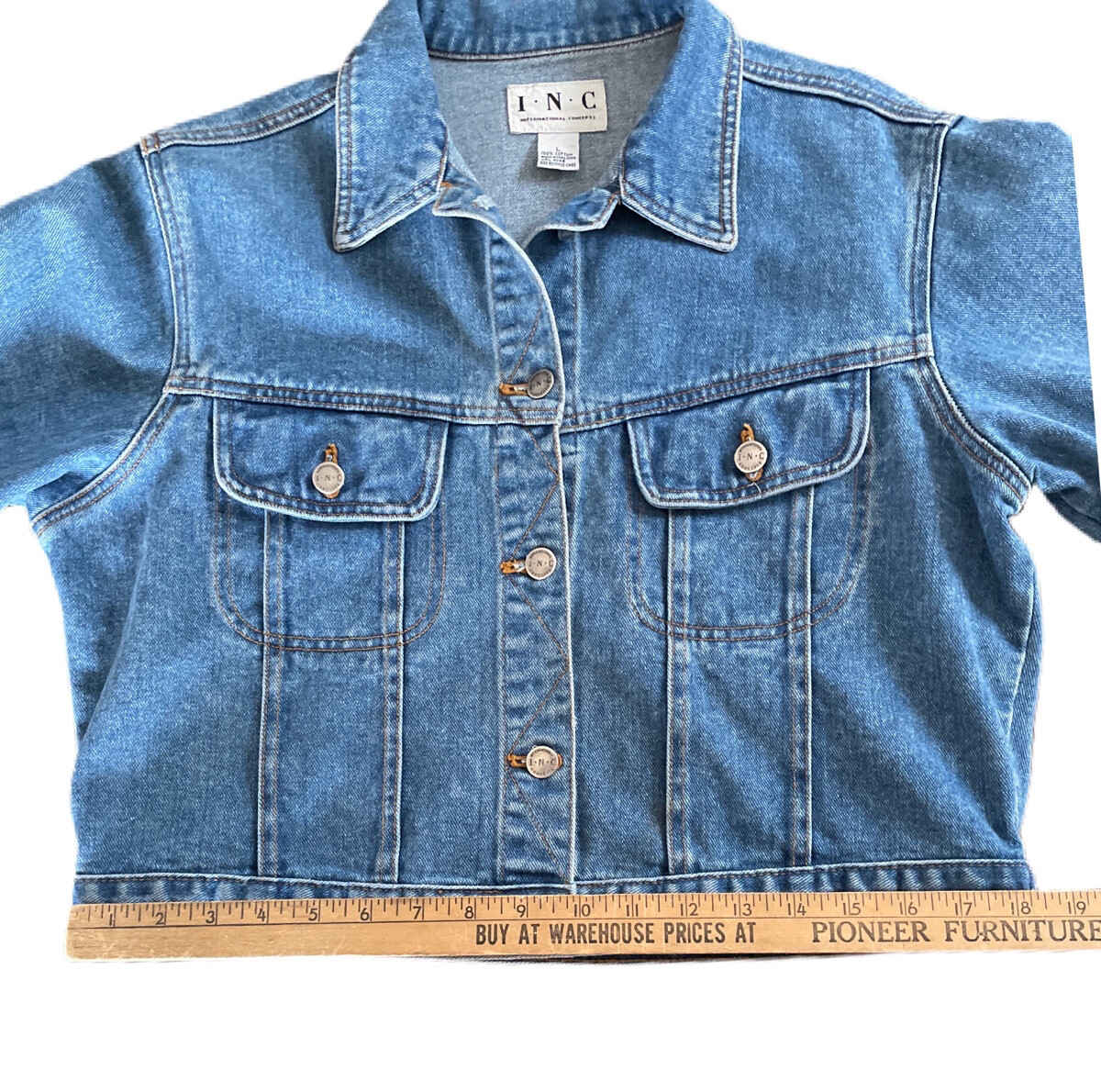 INC Women’s Denim Jean Jacket Size Large Length 19”. Blue Classic | eBay