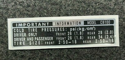 CB100 TIRE INFO DECAL | eBay Australia