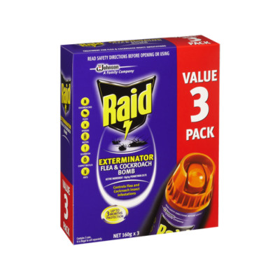 Raid 160g Exterminator Flea And Cockroach Bomb - 3 Pack | eBay Australia