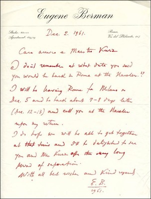 EUGENE BERMAN - AUTOGRAPH LETTER SIGNED 12/02/1961 | eBay