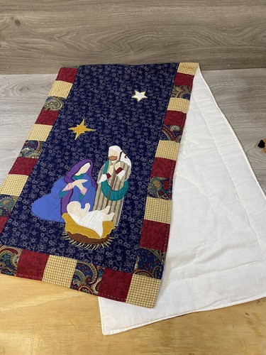 Beautiful Handmade Quilted Christmas Table Runner Nativity Scene 15x52 ...