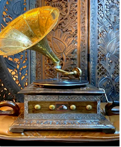 New Gramophone Wooden Brass Gramophone Phonograph Record Player ...