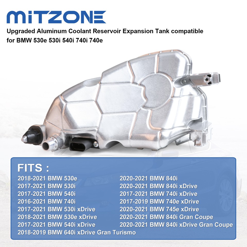 Aluminum Coolant Reservoir Expansion Tank For Bmw 530e 530i 540i 740i